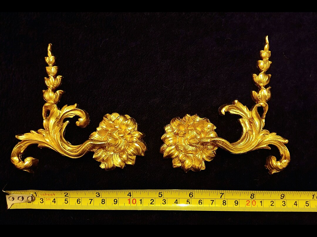 Pair Gilt Gold or White French Style Decorative Wall Furniture Moulding ...