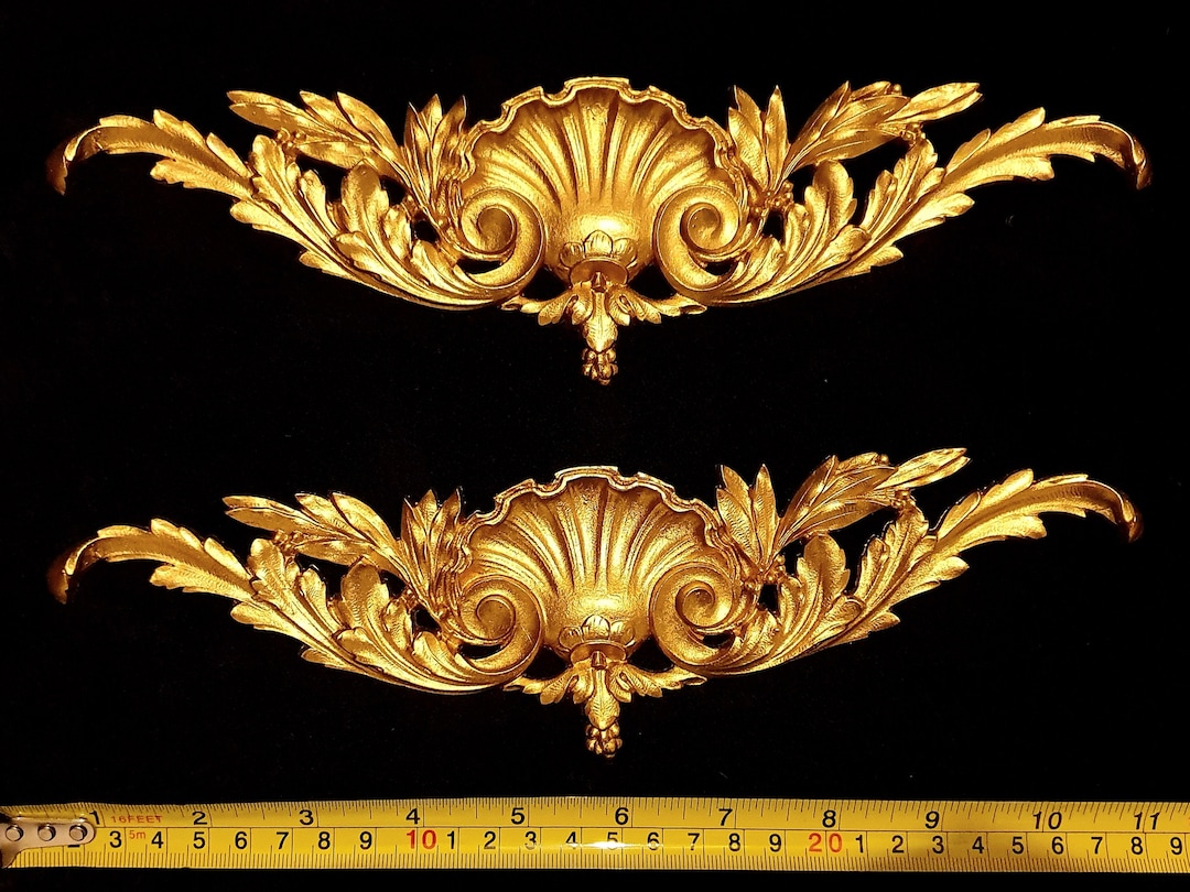 Pair Gilt or White French Louis XV Style Decorative Wall Furniture ...