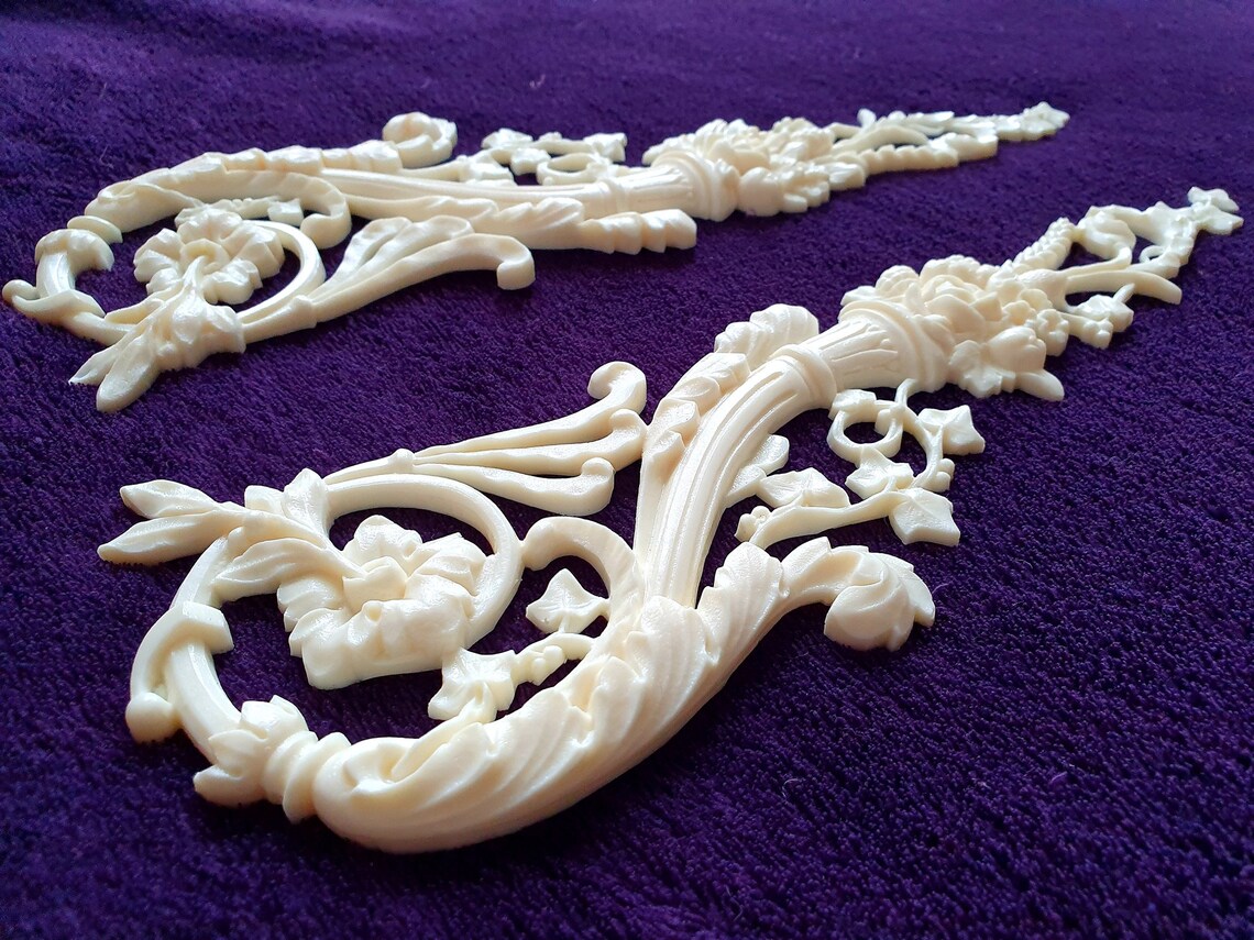 Large Pair Gilt Gold or White French Style Decorative Onlay - Etsy