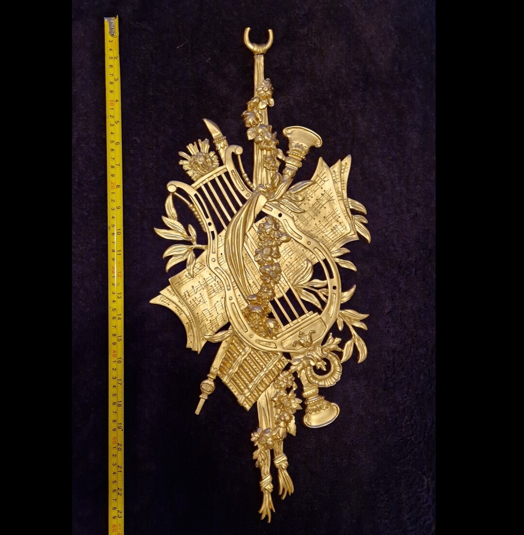 Large Ornate Applique Gilt White French Louis XIV Arms Style Decorative ...