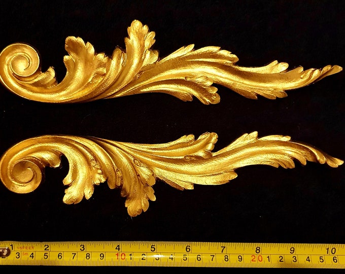 Pair Gilt Gold or White French Style Decorative Wall Furniture Moulding ...