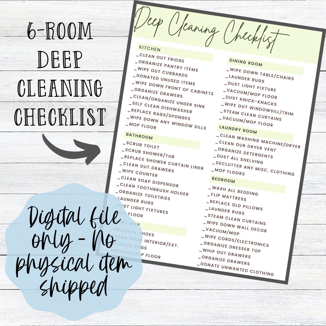 Deep Cleaning Checklist, Deep Cleaning Bedroom, Spring Cleaning Chart ...