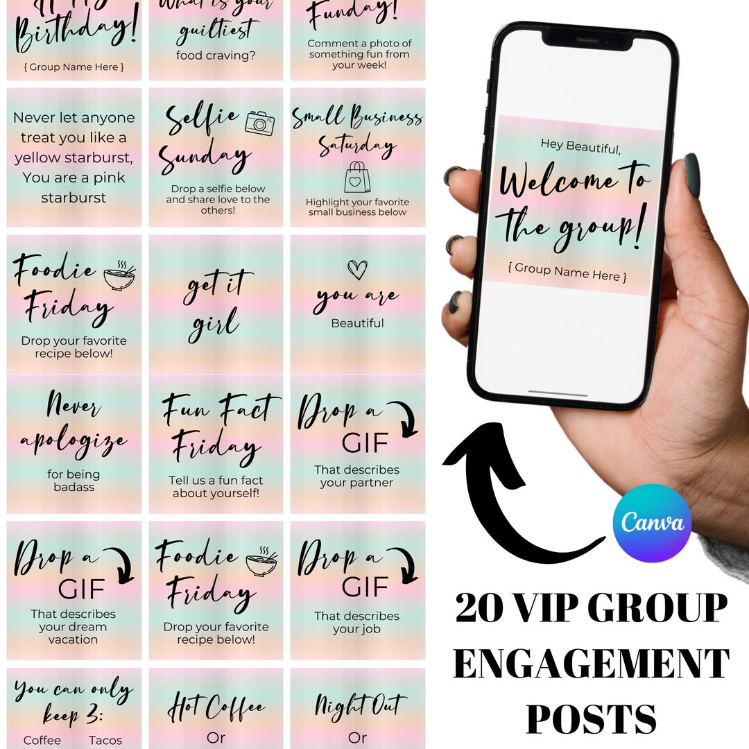 VIP Group Engagement Posts - Edit Yourself - Pink Self Care Empowerment ...