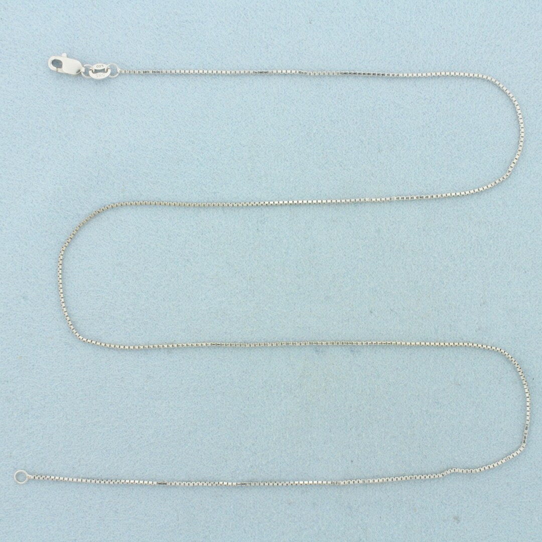 17 Inch Box Link Chain Necklace in 14k White Gold - Etsy