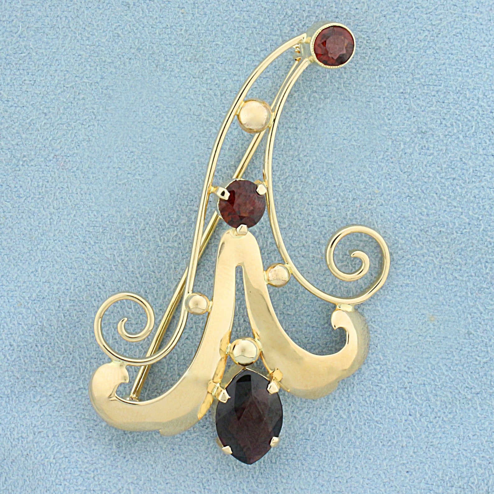 Vintage Garnet Pin in 14K Yellow Gold - Etsy