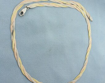 Braided Tri Gold Necklace - Etsy