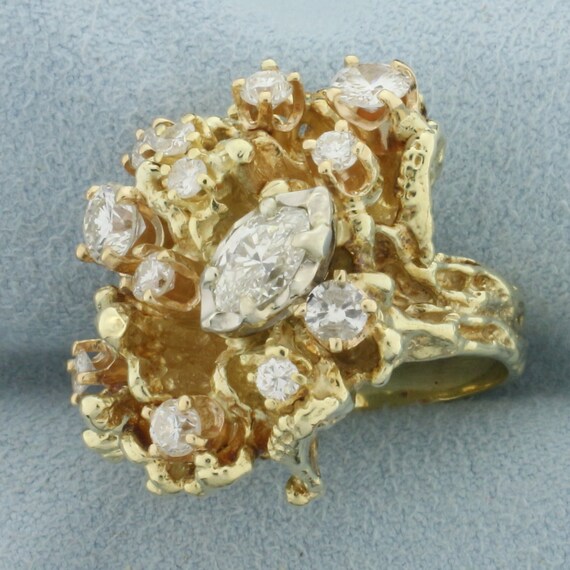Diamond Nugget Design Ring in 18k Yellow Gold - Gem