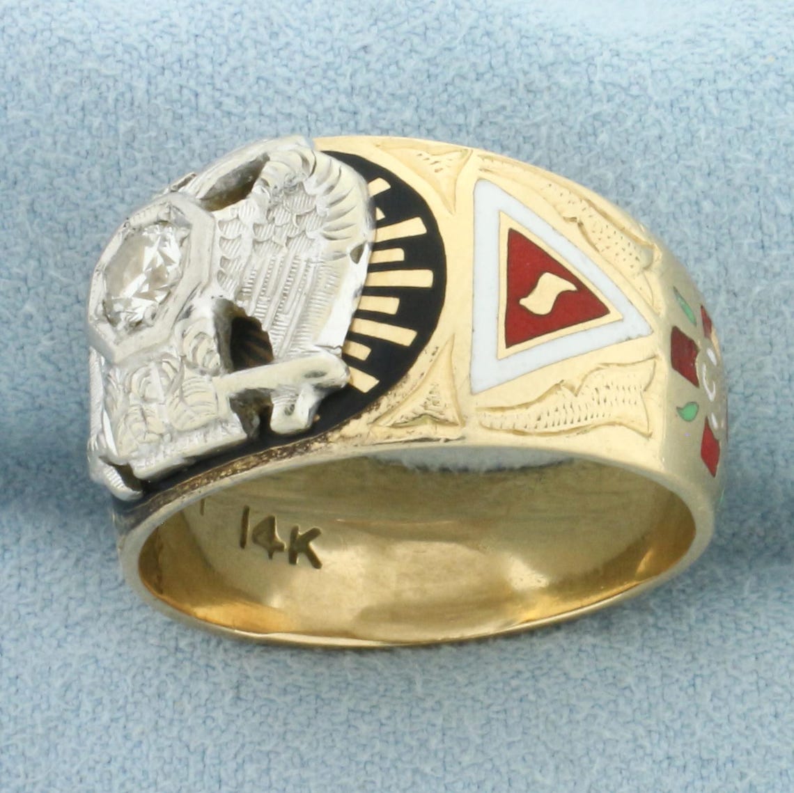 32 Degree Diamond Masonic Ring in 14k Yellow Gold - Etsy