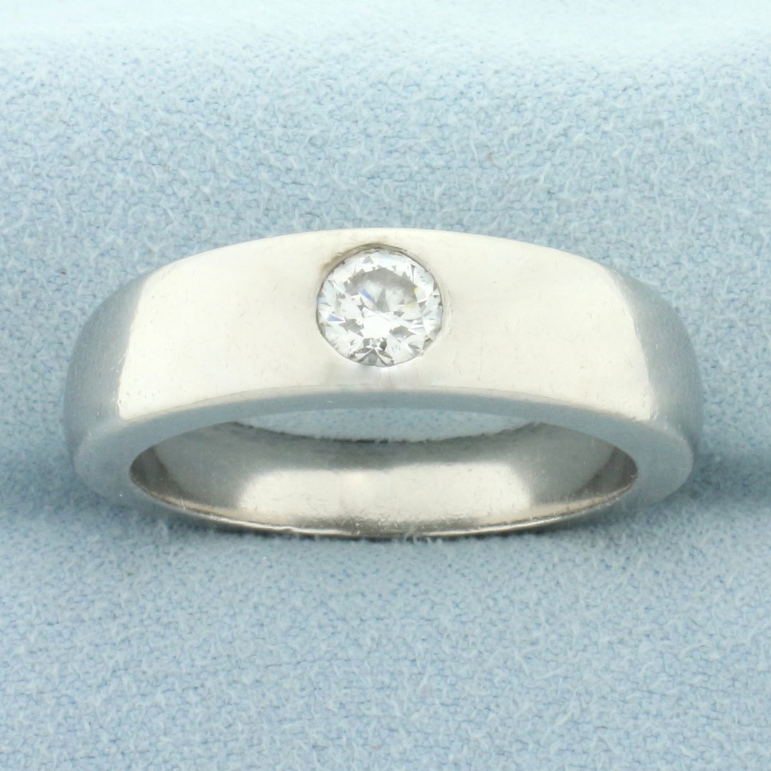 Mens 3/4ct Solitaire Diamond Pipe Style Ring in Palladium - Etsy