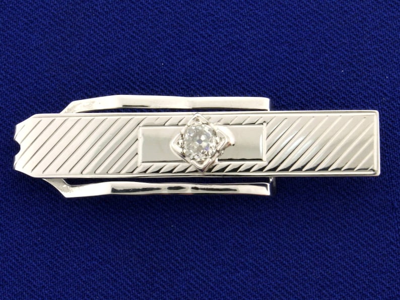 Vintage Old European Cut Diamond Tie Clip in 10k White Gold - Etsy