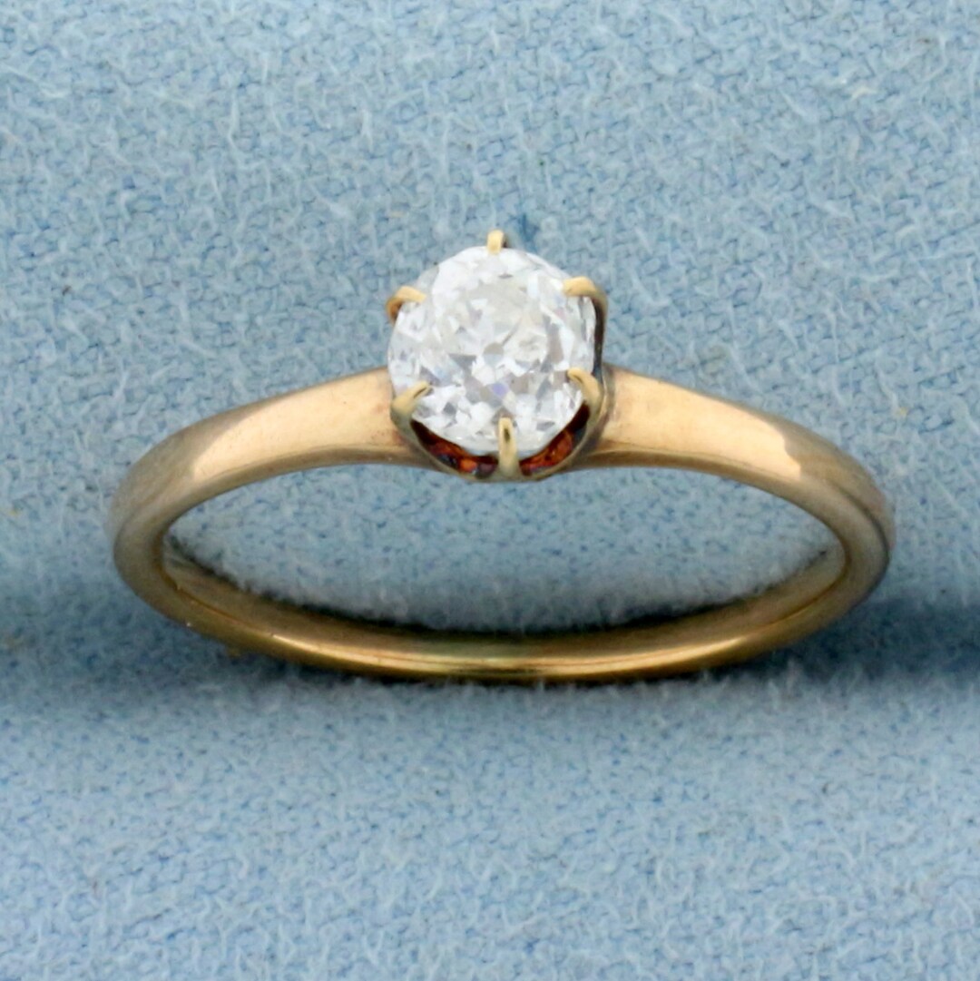 Antique Old Mine Cut Diamond Victorian Engagement Ring in 14k Rose Gold ...