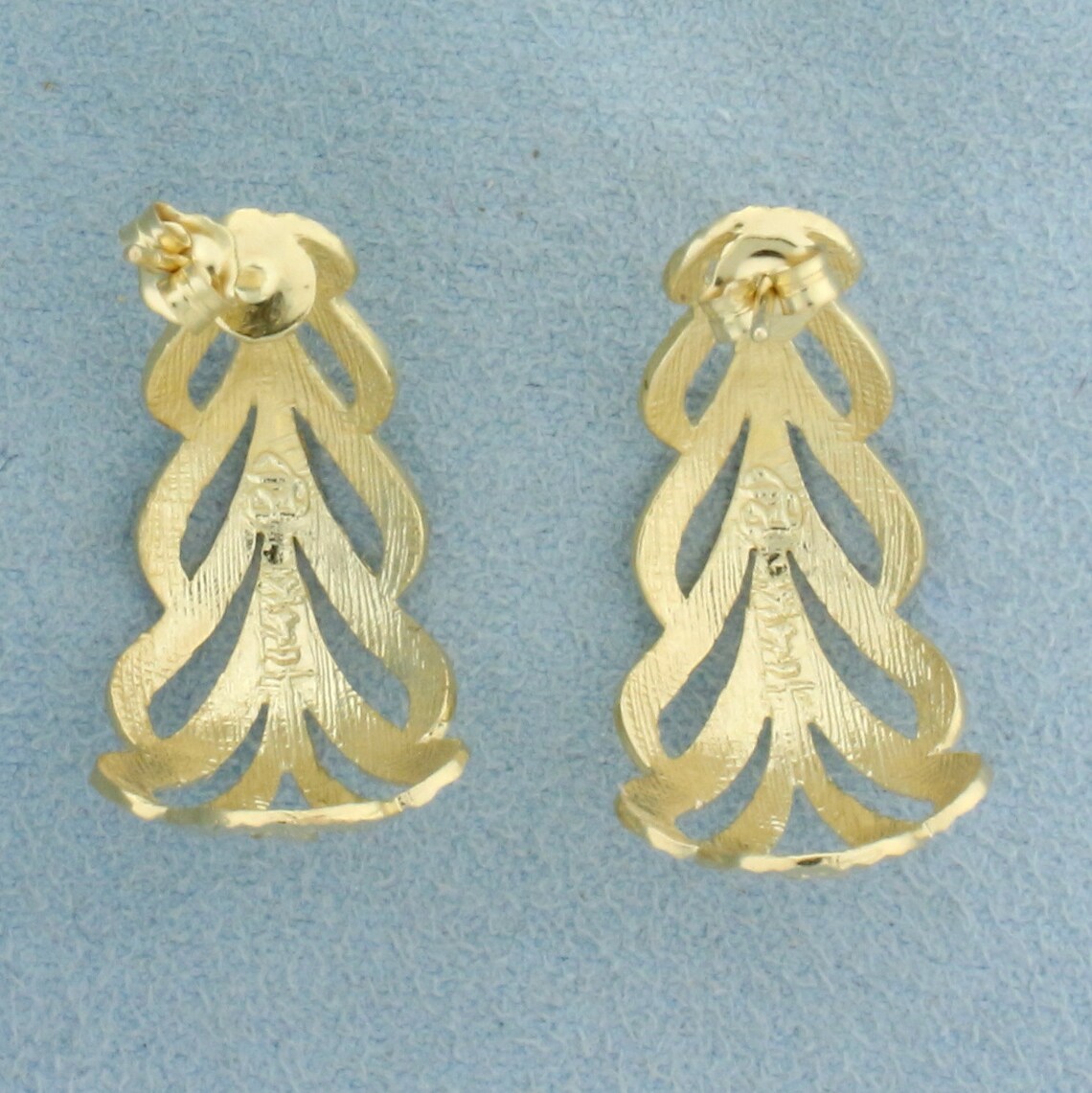 Diamond Cut J Hoop Earrings in 14K Yellow Gold | Etsy