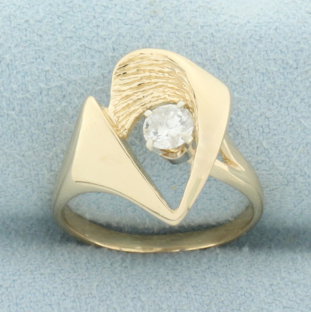 Abstract Diamond Ring in 14k Yellow Gold - Etsy