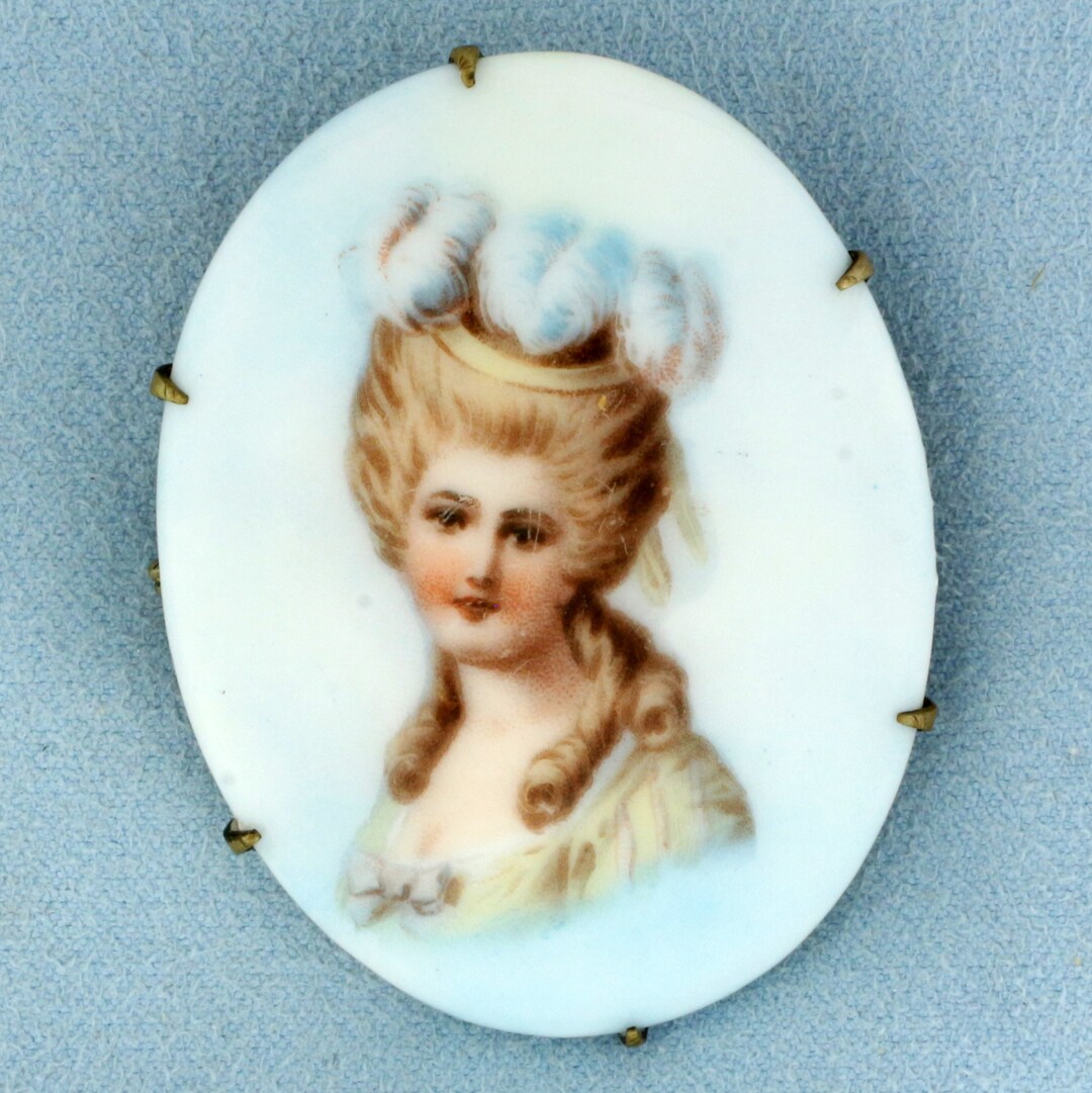 Victorian Hand Painted Porcelain Cameo Brooch Pin - Etsy