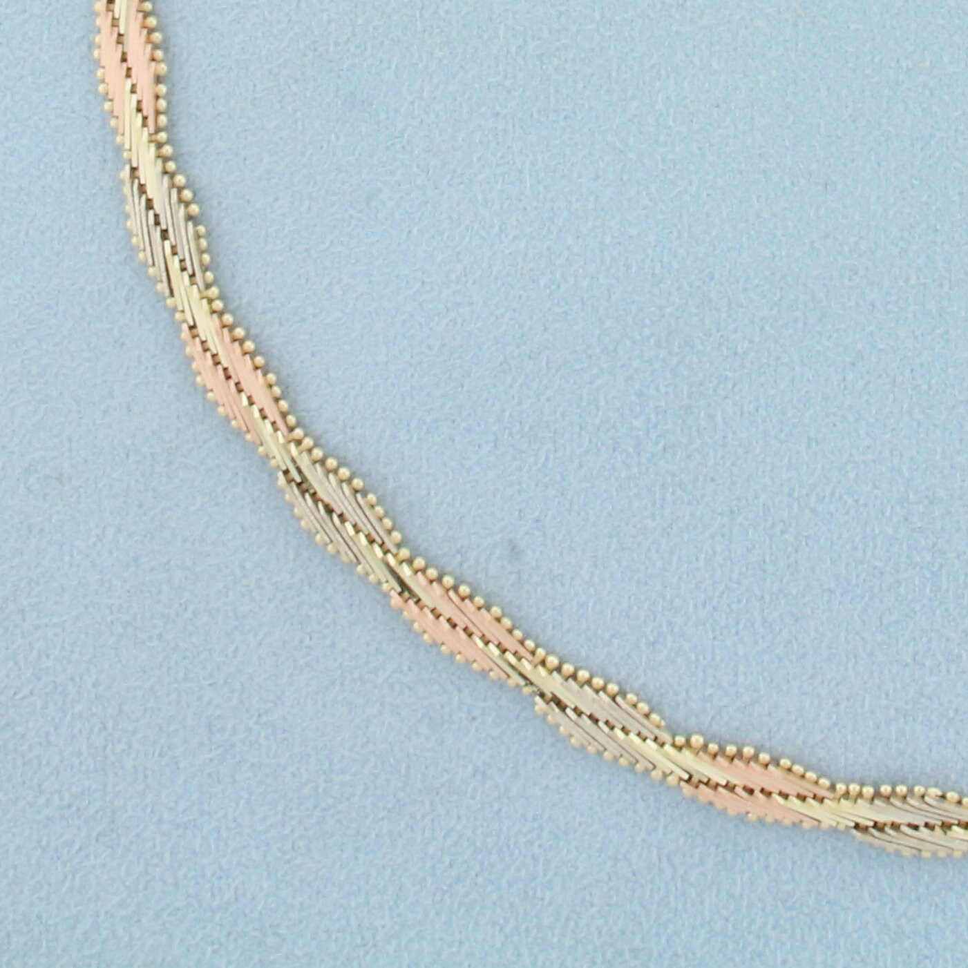 16 Inch Designer Link Diamond Cut Tri-Color Necklace in 14K | Etsy