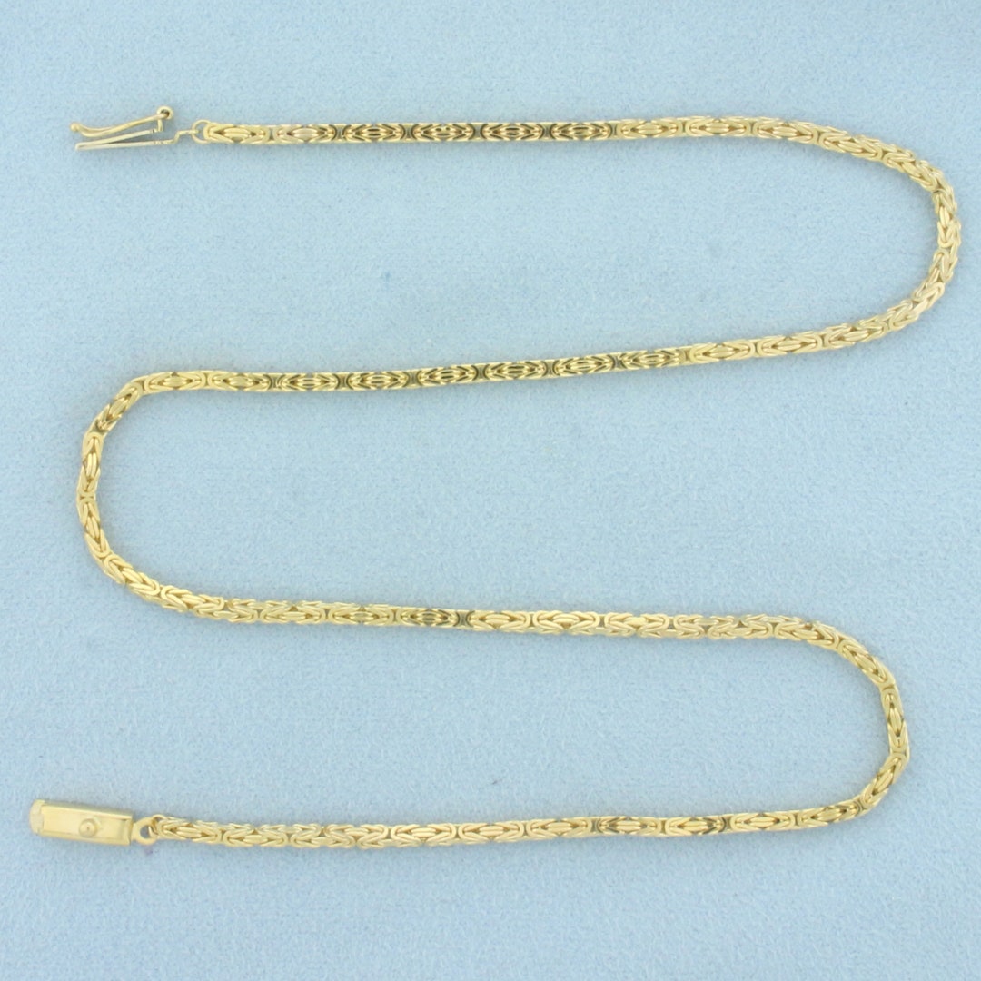 Italian Squared Byzantine Link Chain Necklace in 14k Yellow Gold - Etsy