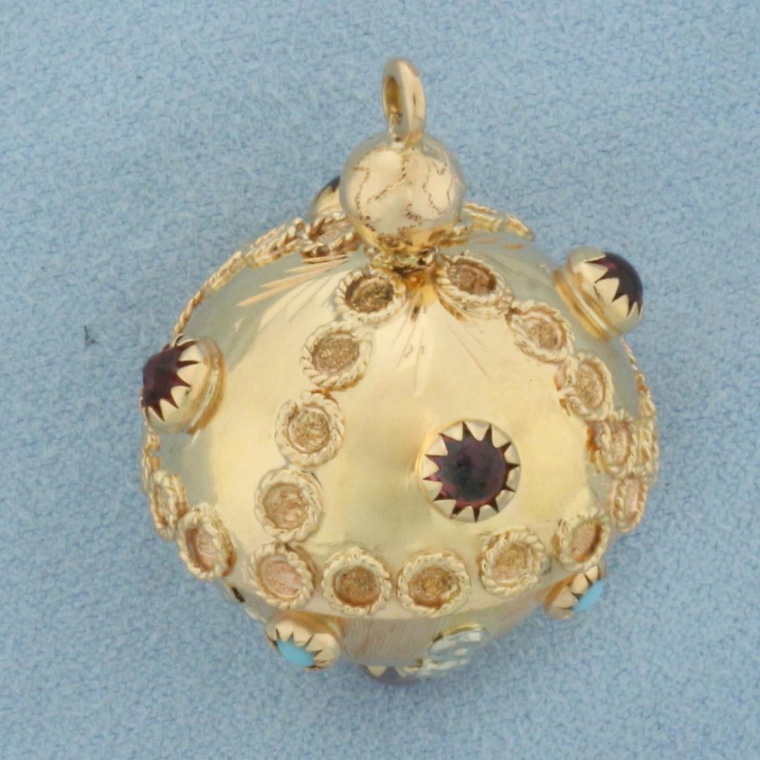 3D Gemstone Sputnik Orb Charm or Pendant in 18K Yellow Gold - Etsy