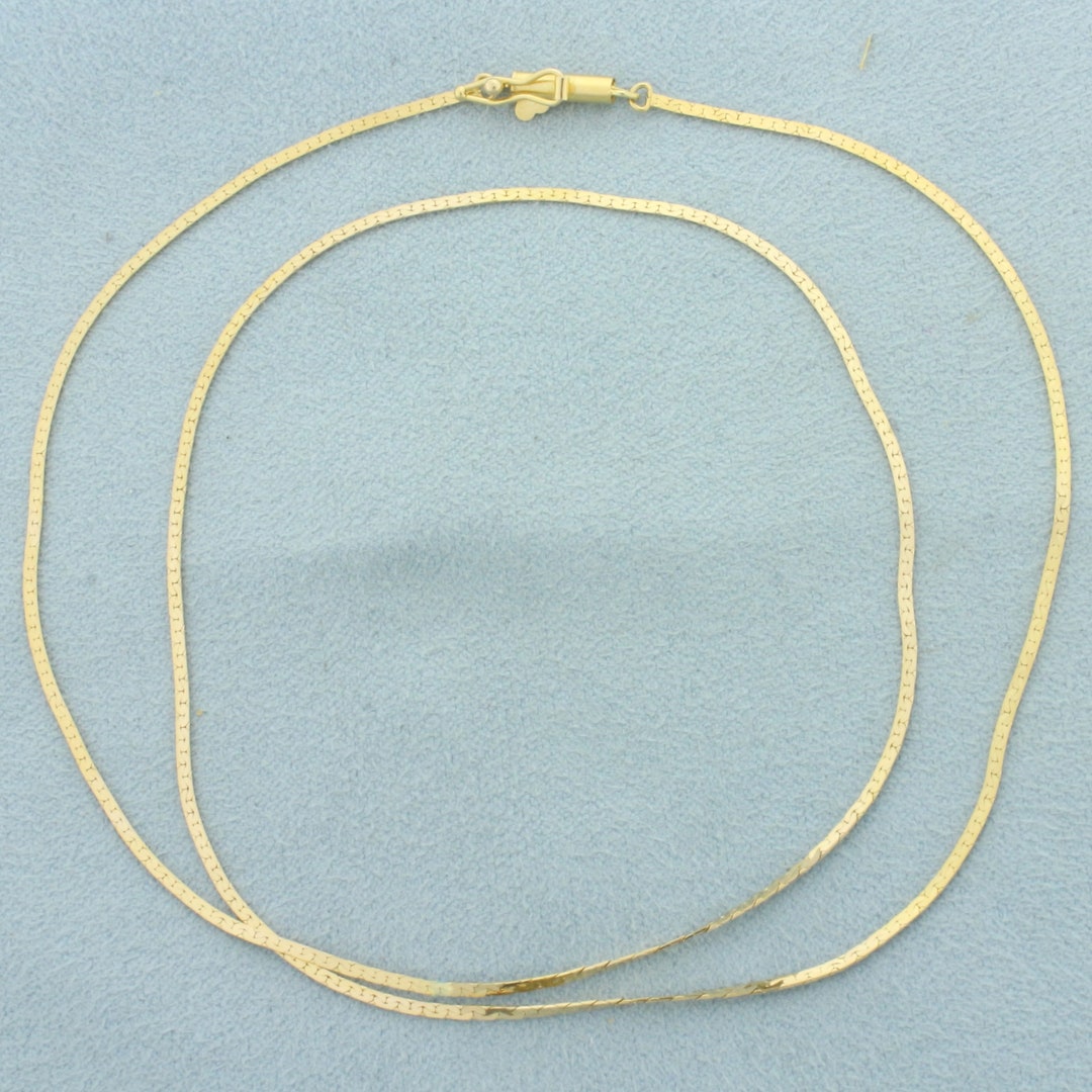 18 Inch Herringbone Link Chain Necklace in 14k Yellow Gold - Etsy