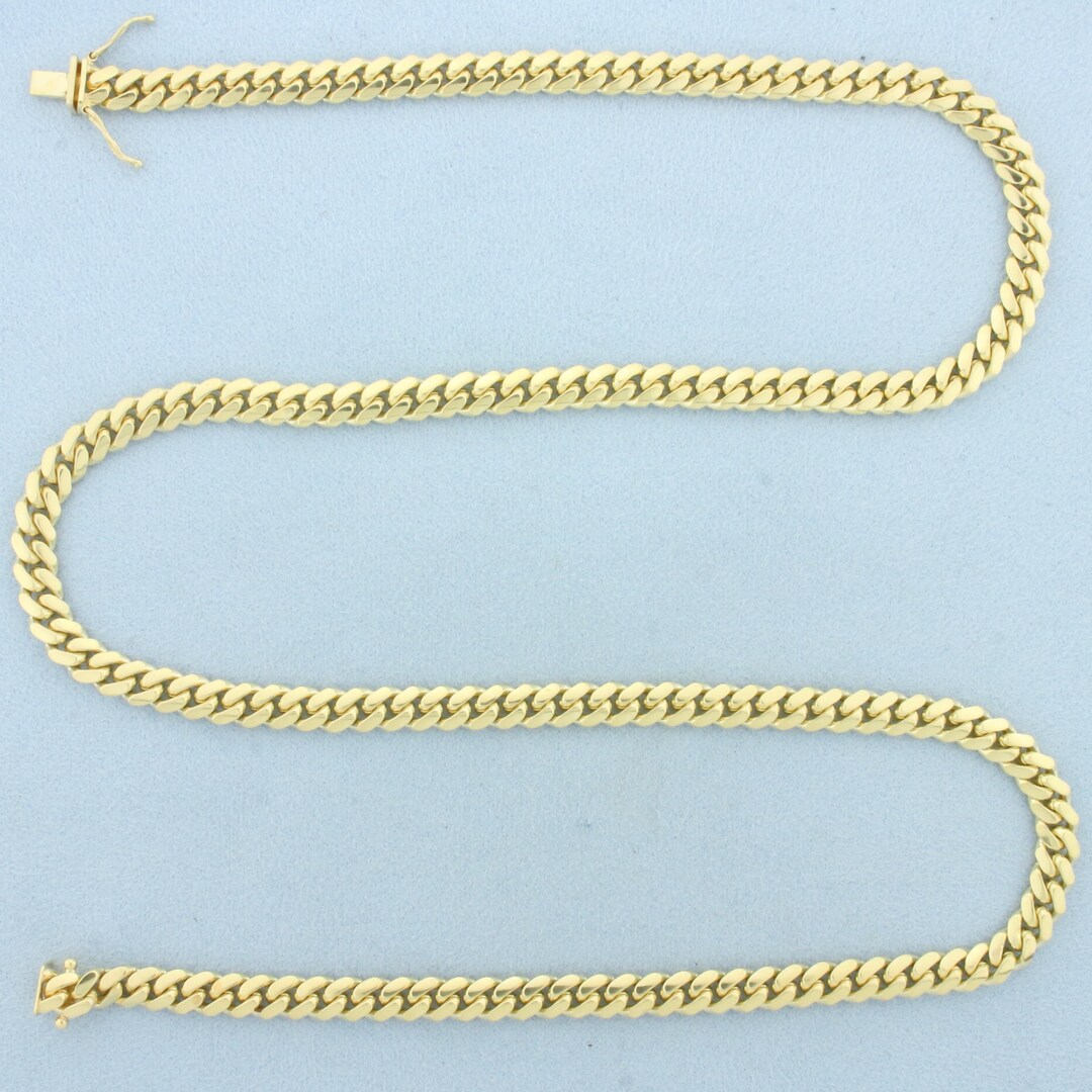 24 Inch Cuban Link Chain Necklace in 14k Yellow Gold - Etsy