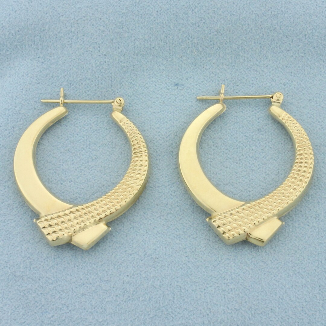Crossover Ribbon Design Hoop Earrings in 14k Yellow Gold - Etsy