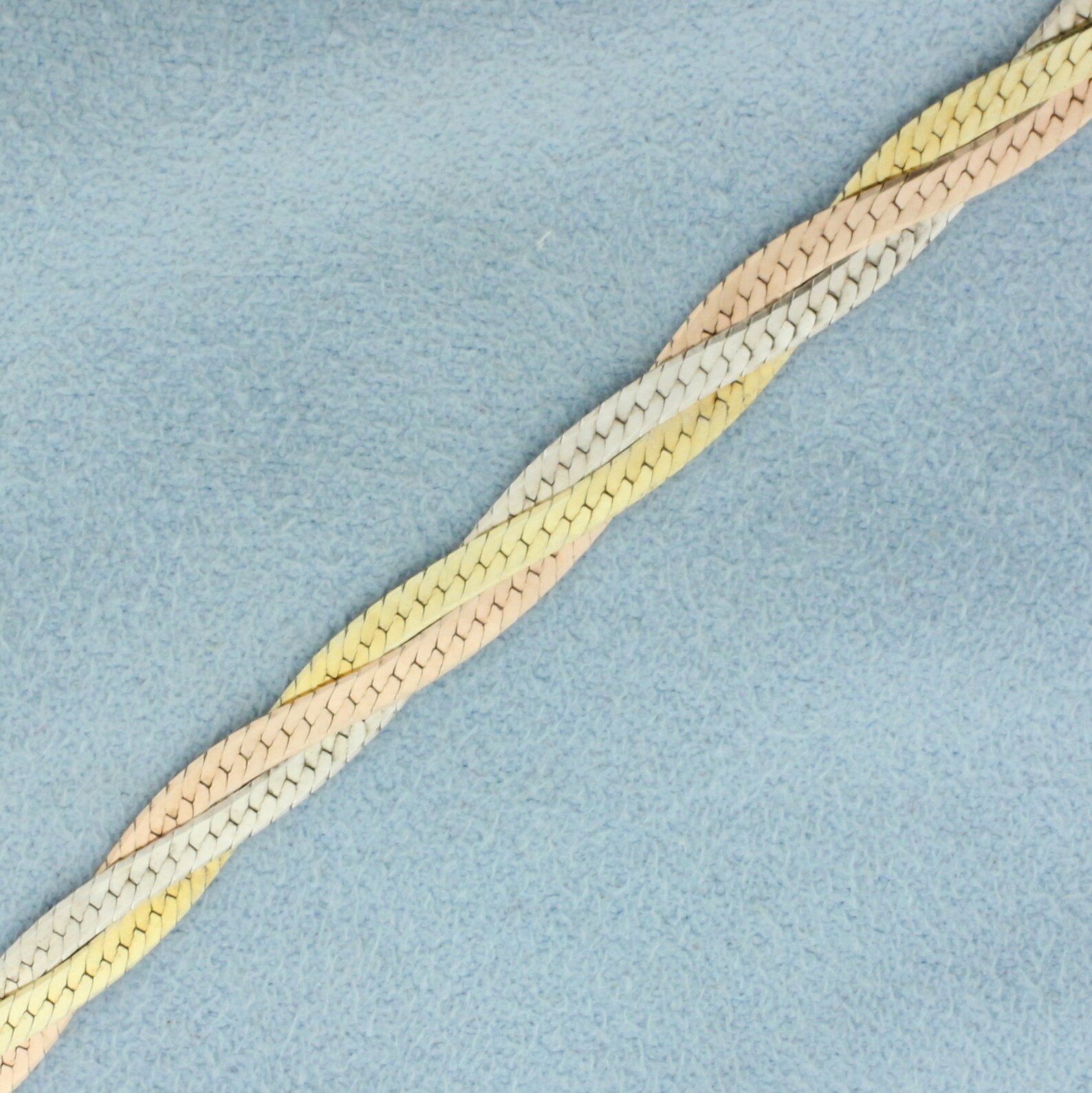 Italian Tri Color Braided Herringbone Necklace in Gold Plated - Etsy