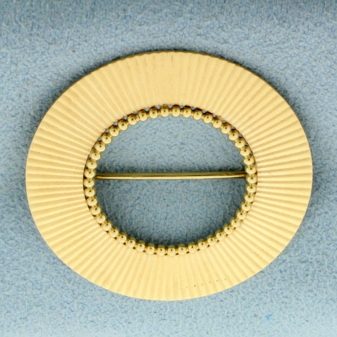 Vintage Circle Pin in 14K Yellow Gold - Etsy
