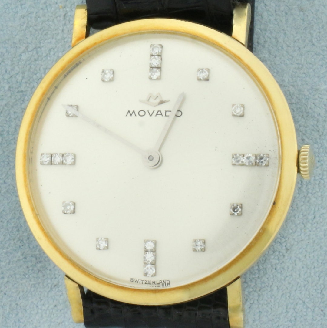Vintage Mens Movado Diamond Dial Dress Watch in 18k Yellow Gold - Etsy