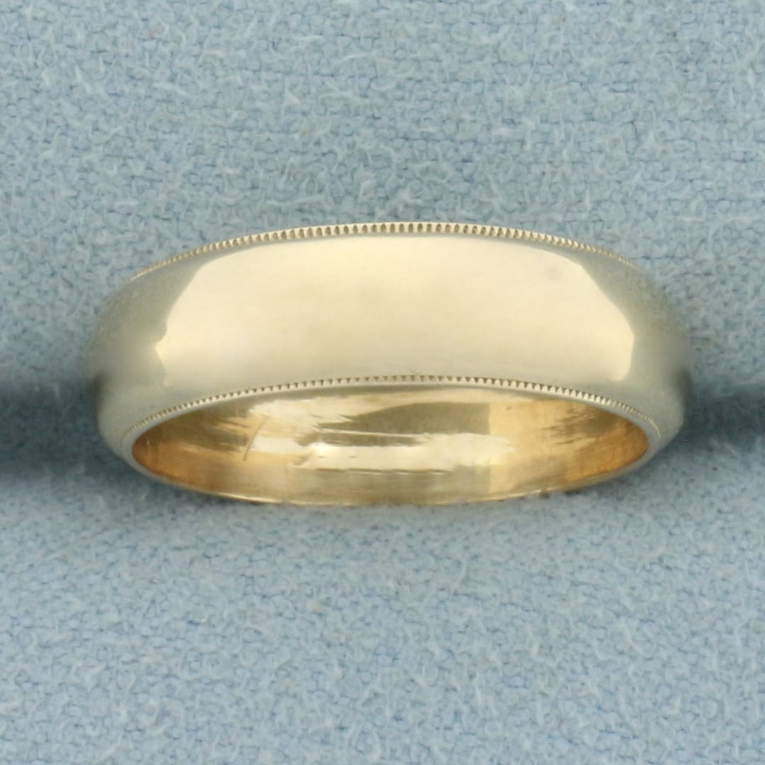 Milgrain Beaded Edge Wedding Band Ring in 14k Yellow Gold - Etsy