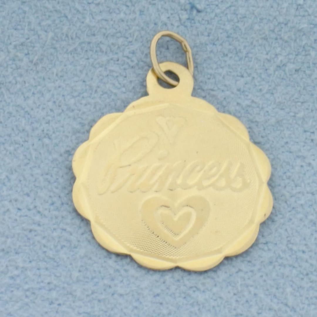 Princess Medallion Charm in 14k Yellow Gold - Etsy