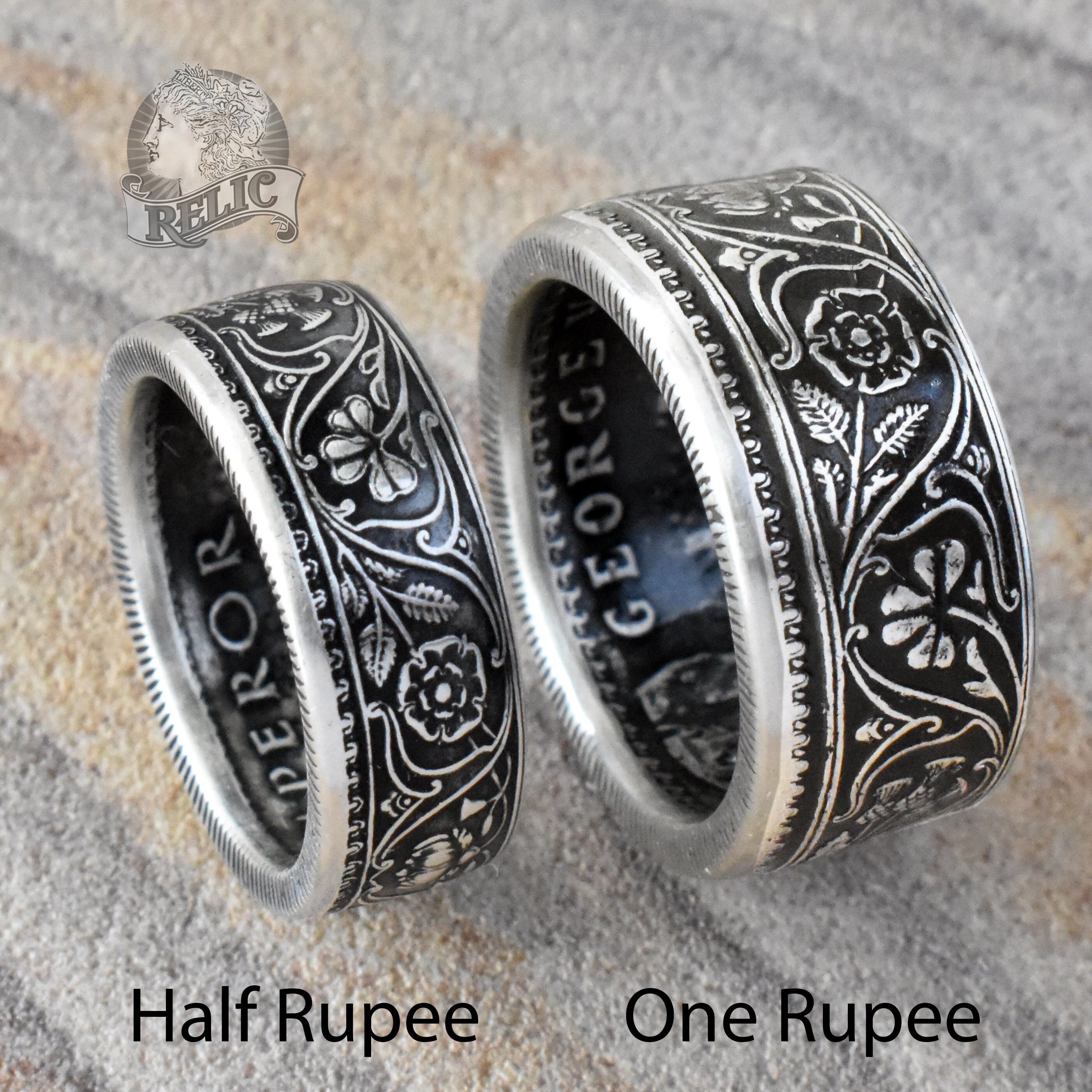 British-india Silver Half Rupee Coin Ring 91.7% Silver - Etsy