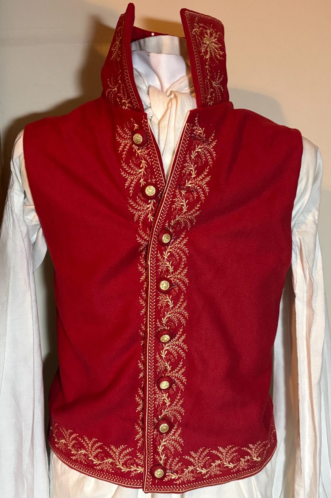 Mens Regency Style Waistcoat. Ready Made Chest 36”. Red Wool ...