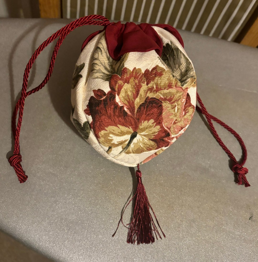 Lantern Regency Style Reticule in Ivory & Wine Tapestry Fabric - Etsy