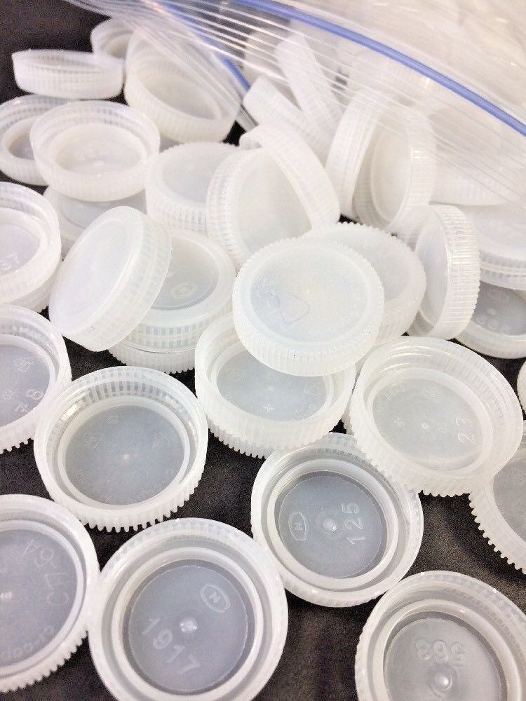 50 Clear White Bottled Water Plastic Bottle Caps Lids Kids Crafts ...