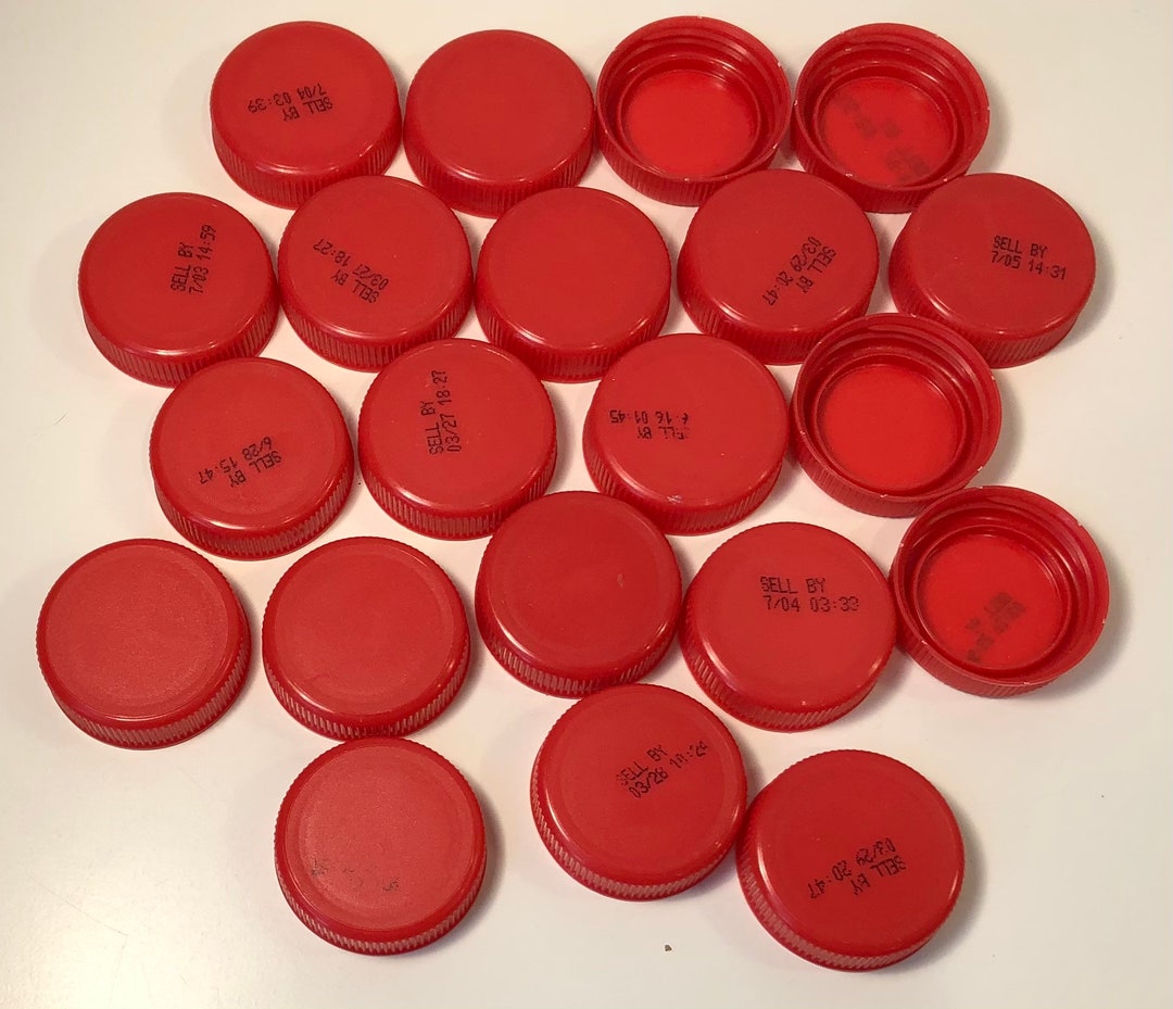 17 Red Plastic Bottle Caps Lids Tops for Craft or Art Projects Sizes ...