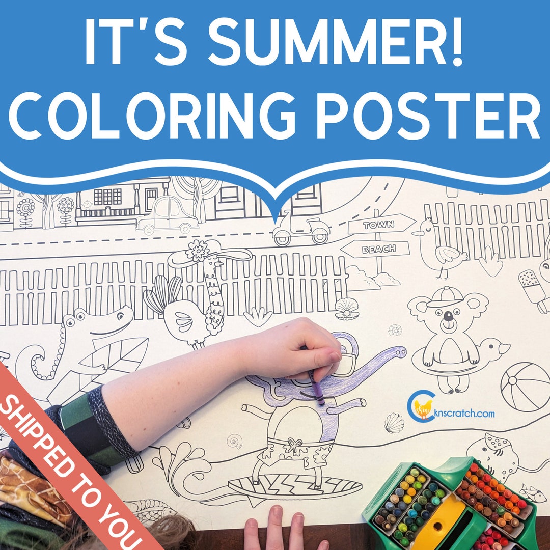 Summer Beach Fun Coloring Poster 6 Feet by 2 Feet - Etsy