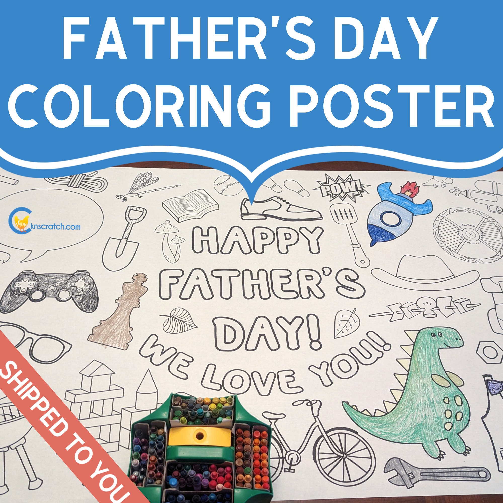 Happy Father's Day Giant Coloring Poster for Kids to Celebrate Their ...