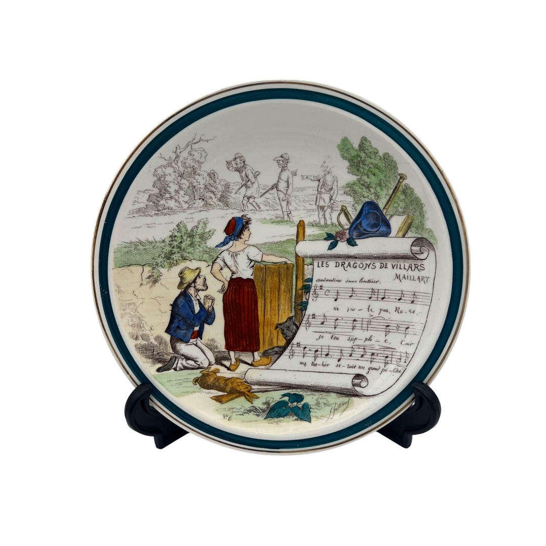 Antique Creil Montereau Plate: French Transferware, Les Dragons De ...