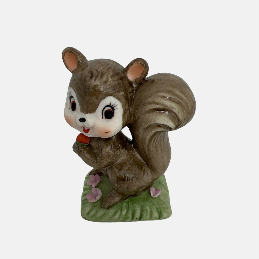 Vintage Ceramic Squirrel Figurine Collectible Critter Holding an Acorn ...