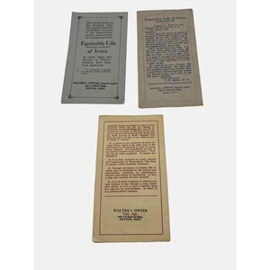 Set of 3 Antique Equitable Life Insurance Co of Iowa Pamphlets 1910s ...