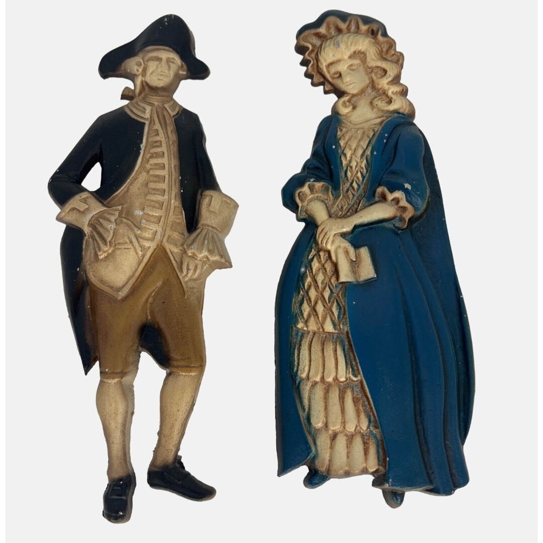 Vintage Sexton USA Cast Metal Colonial Man & Woman Pair of Wall ...