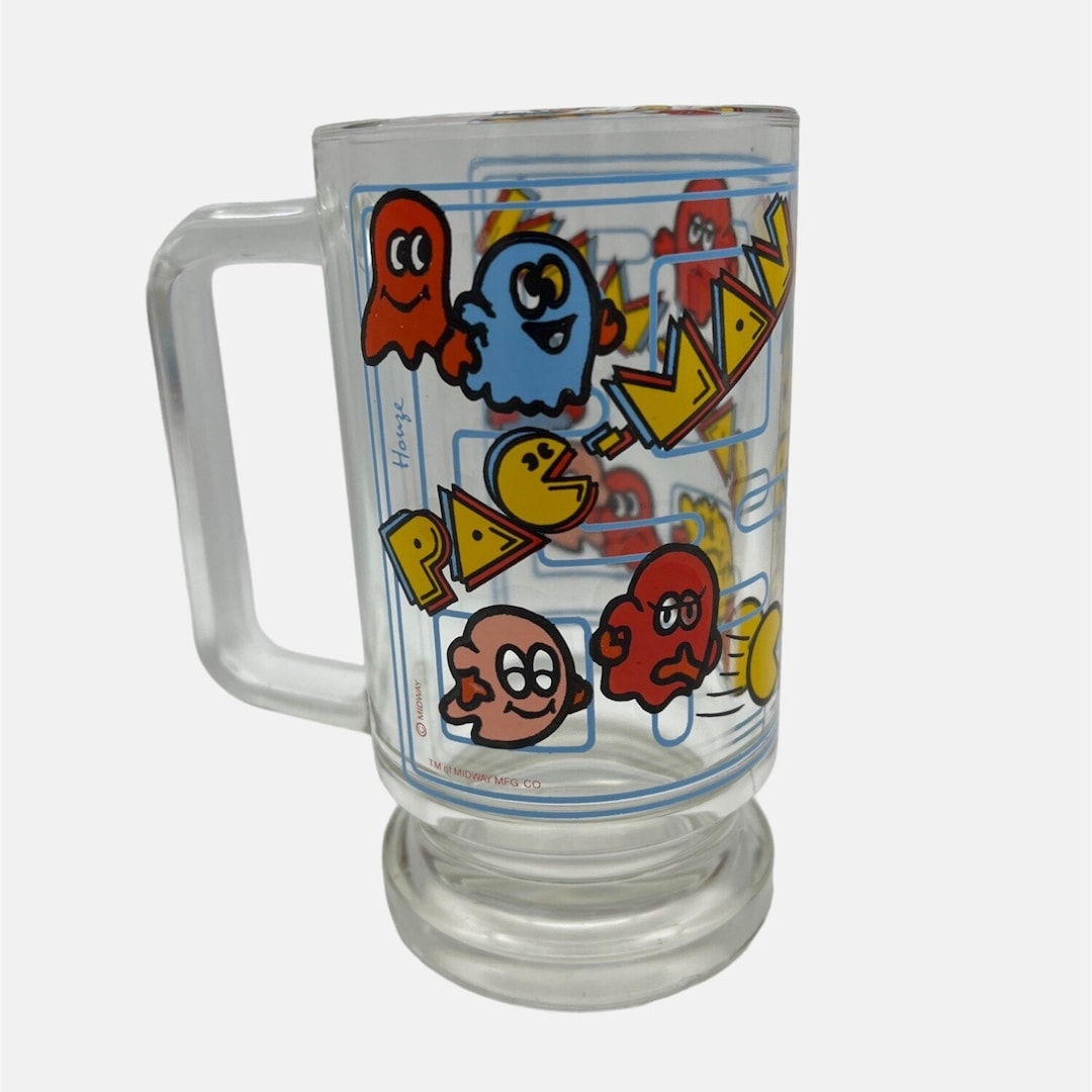 Pac-man Glass Beer Mug Midway Mfg Co Video Game Collectible 5.5 Tall - Etsy