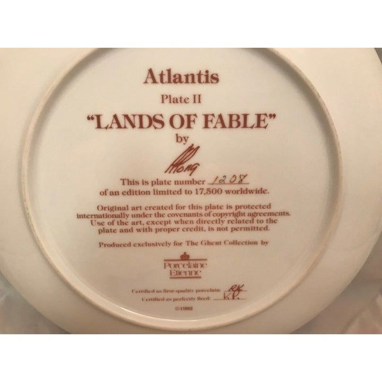 1982 Atlantis Collectible Plate Lands of Fable Ghent Collection 9" - Etsy