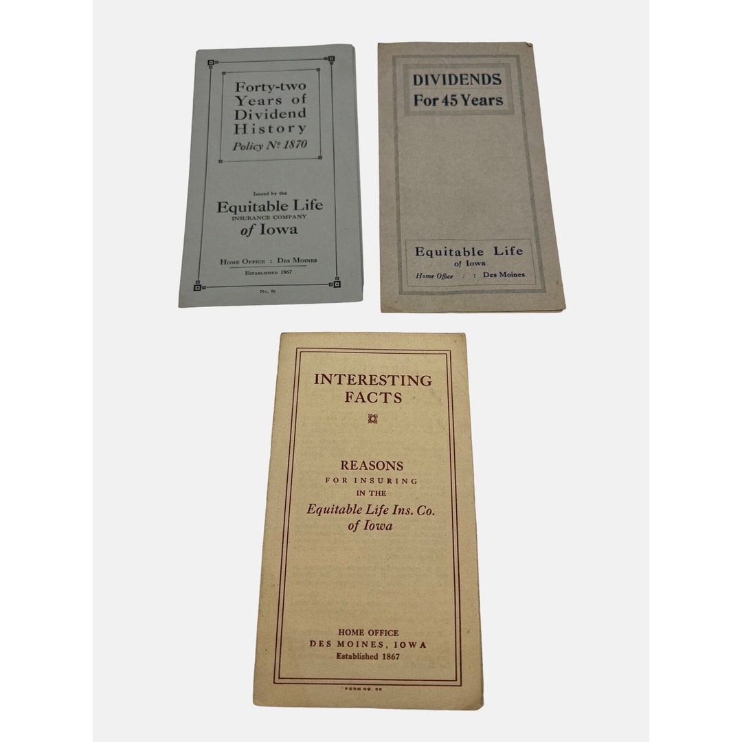 Set of 3 Antique Equitable Life Insurance Co of Iowa Pamphlets 1910s ...