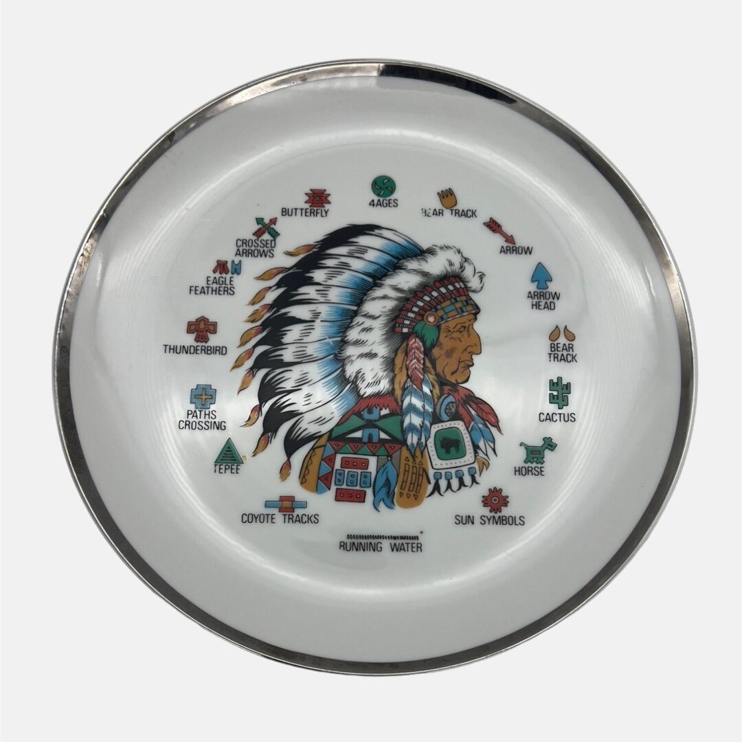 Vintage Native American Chief Symbols Plate Running Water 7.5" Japan - Etsy