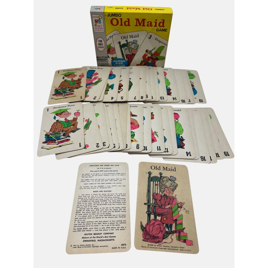 1968 Milton Bradley Jumbo Old Maid Card Game With Original Box 4875 Complete - Etsy