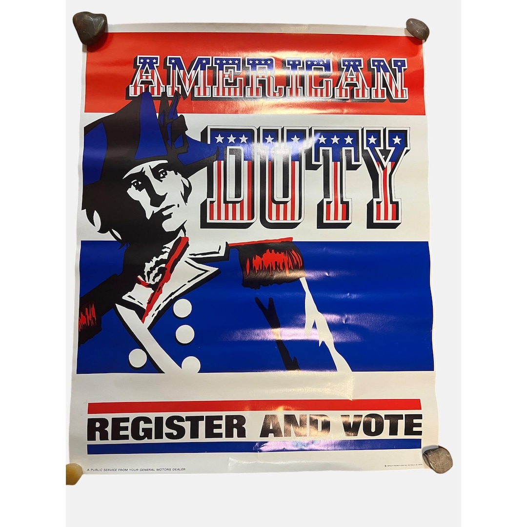 Vintage American Duty Register & Vote Poster General Motors Public ...