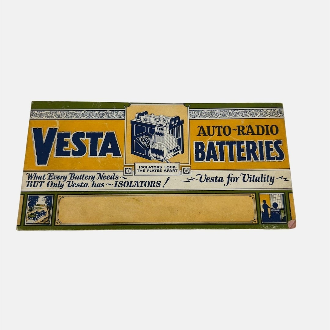 Vintage Vesta Auto-radio Batteries Ink Blotter Advertising 6.25 X 3.25 ...