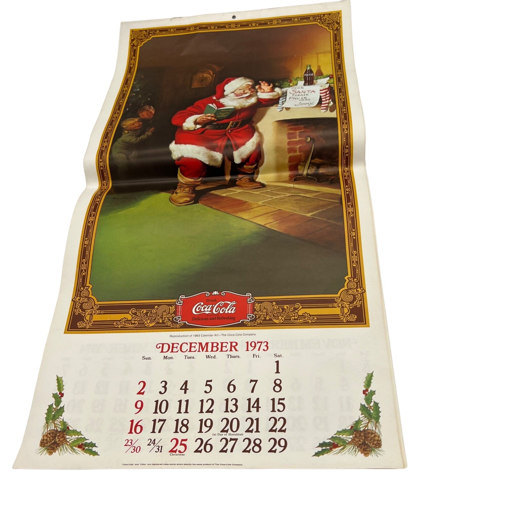 1973 1974 Coca Cola Calender