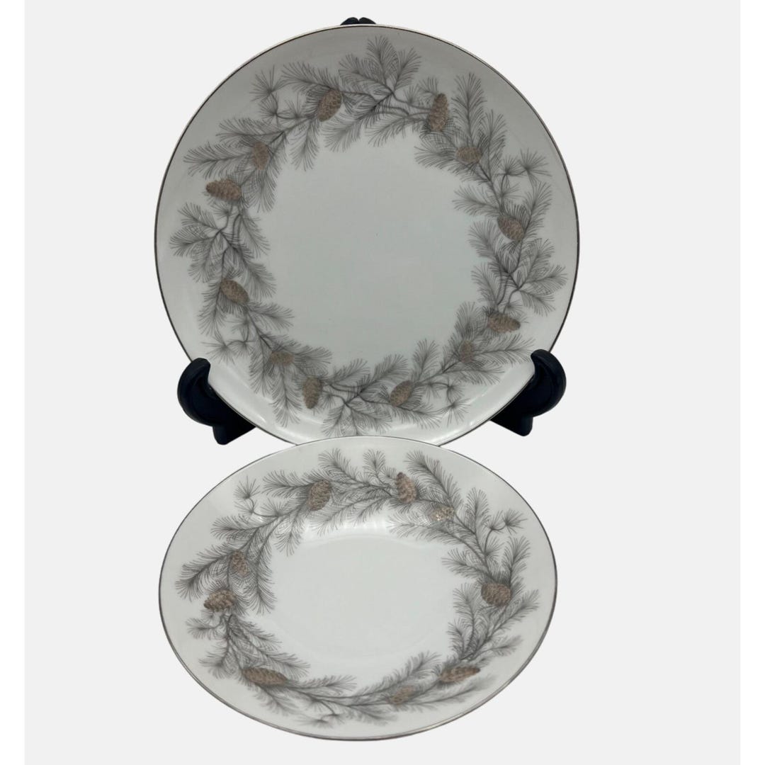 Vintage Sango Fine China Sierra Pines Salad Plate & Fruit Bowl Japan ...