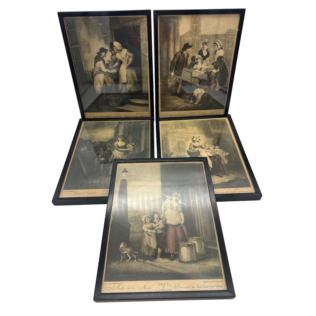 5 Antique Cries of London Wheatley Prints Original Edwardian Frames 10. ...